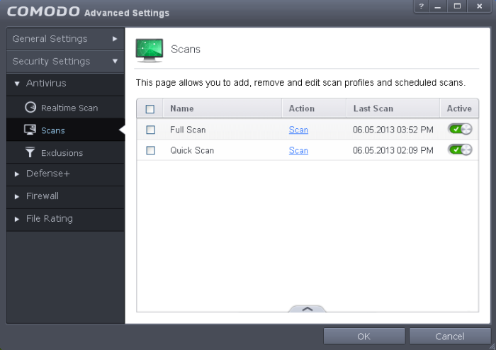 Scan Profiles, Scan For Virus, Antivirus Protection | Internet Security v6.2